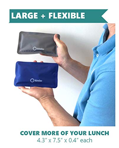 Ice Packs for Lunch Box Bag and Bento Boxes, 4 Pack Set, Reusable and Refreezable Soft Slim Pouches for Kids Boys Adults, Travel, School, Work, Camping, Long Lasting Cold, Flexible | Blue Grey…