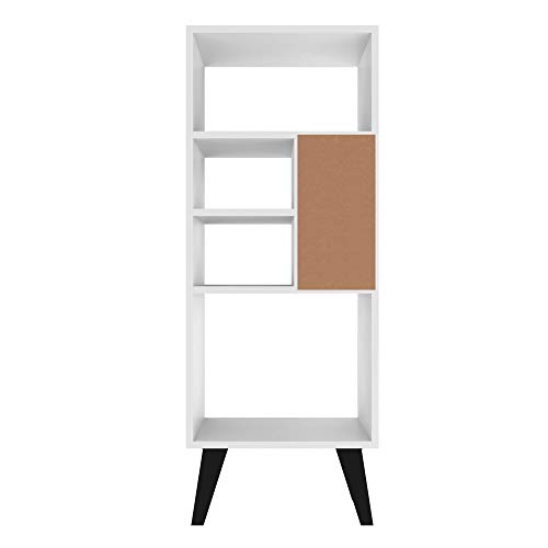 Manhattan Comfort Warren Modern Home Office 5 Shelves Mid-High Bookcase 2.0, Med, White