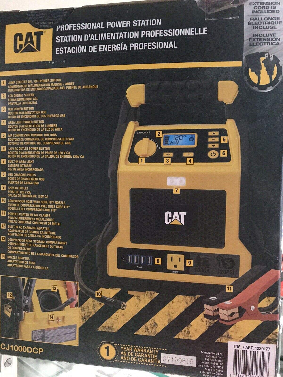 CAT - 3 in 1 Professional Power Station with Jump Starter and Compressor - 4 USB Ports and Outlet