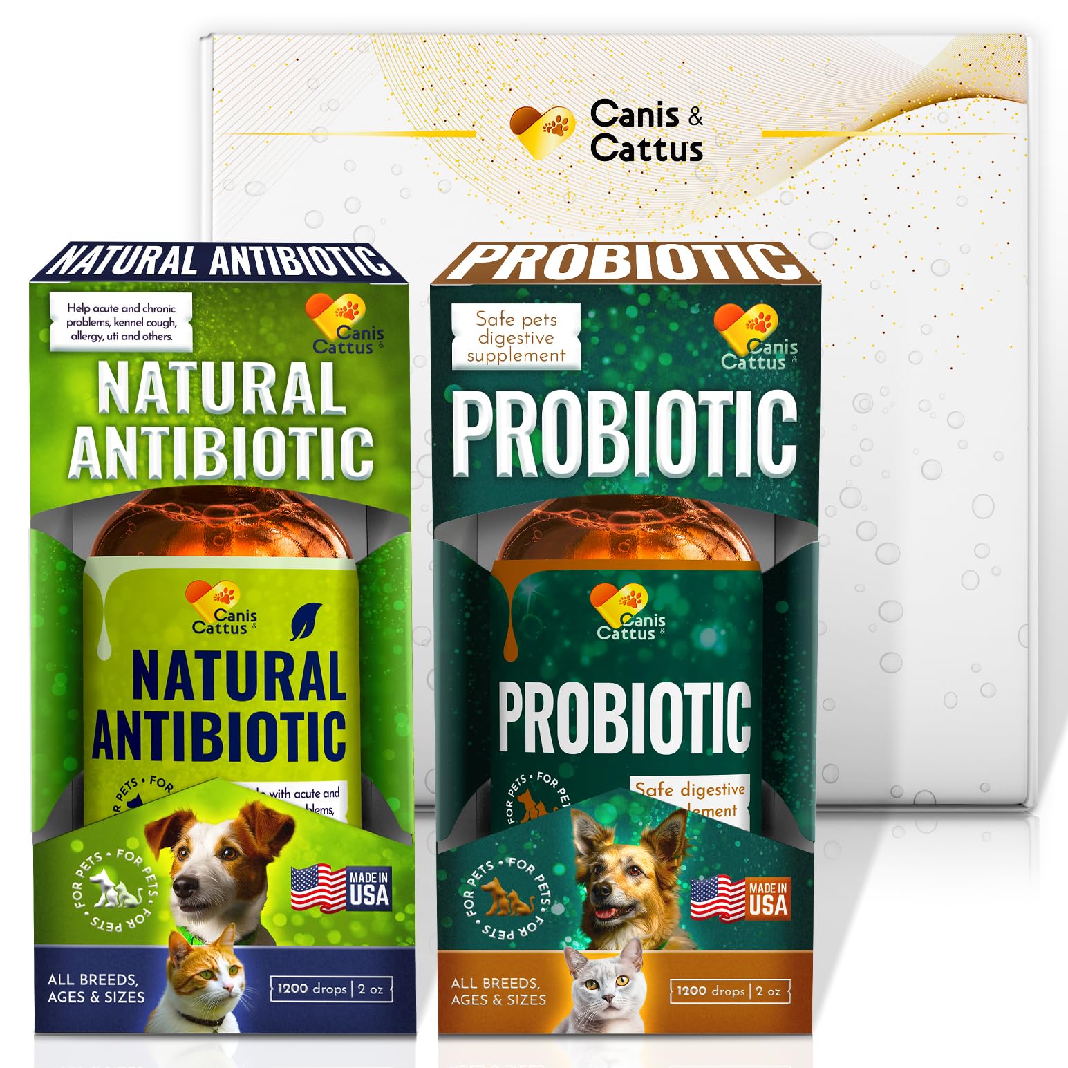 Dog and Cat Antibiotic | Probiotic for Cats & Dogs | Antibiotic for Cats & Dogs | Pet Antibiotic | Cat & Dog Probiotic Supplements | Bundle 2 Pack x 2 oz