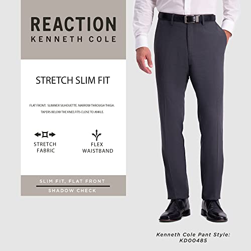 Kenneth Cole REACTION mens Shadow Check Stretch Slim Fit Dress Pants, Blue, 32W x 32L US