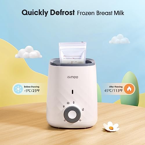 iSiMEE Bottle Warmer, 5 Mins Fast Baby Milk Warmer for Breastmilk Formula with Accurate Temperature Control, Baby Food Warmer with Keep Warm, Defrost, Steaming Function for Baby Food Pouches Jars