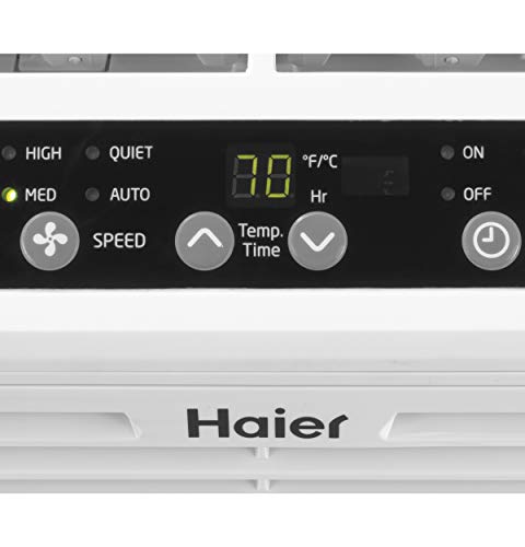 Haier 6,200 BTU Ultra Quiet Window Air Conditioner for Small Rooms and Bedrooms, Control Using Remote, 6K Window AC Unit, Easy Install with Included Kit, White, Energy Star
