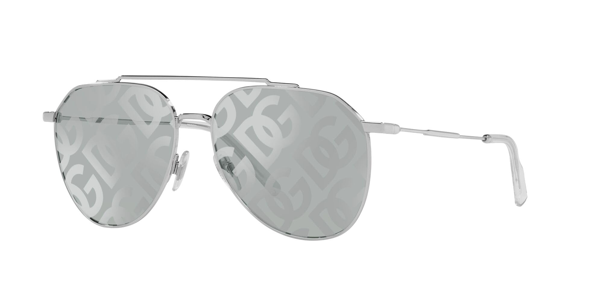 Dolce & Gabbana DG 2296 05/AL Silver Metal Aviator Sunglasses Silver Mirror Lens