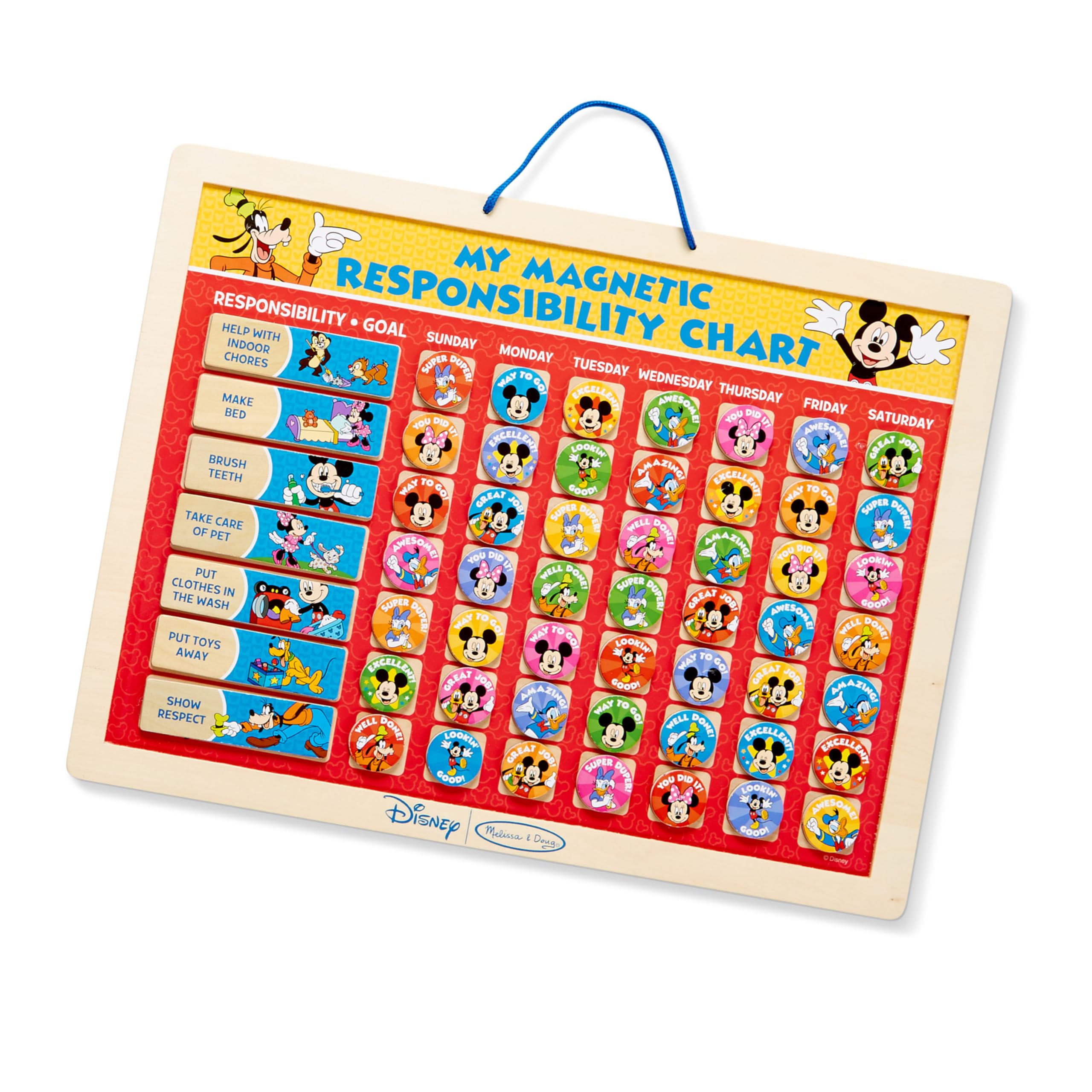 Melissa & Doug Disney Mickey Mouse Clubhouse My Magnetic Responsibility Chart - Routine, Reward Board/ Chart For Toddlers and Kids Ages 3+, Small
