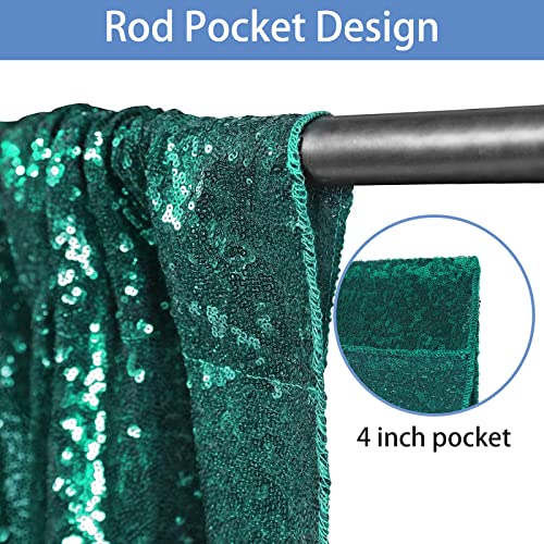 Hahuho Hunter Sequin Backdrop Curtain, 4PCS 2FTx8FT Glitter Backdrop Curtain for Parties, Christmas, Wedding, Party Decoration(4 Panels, 2FT x 8FT, Hunter