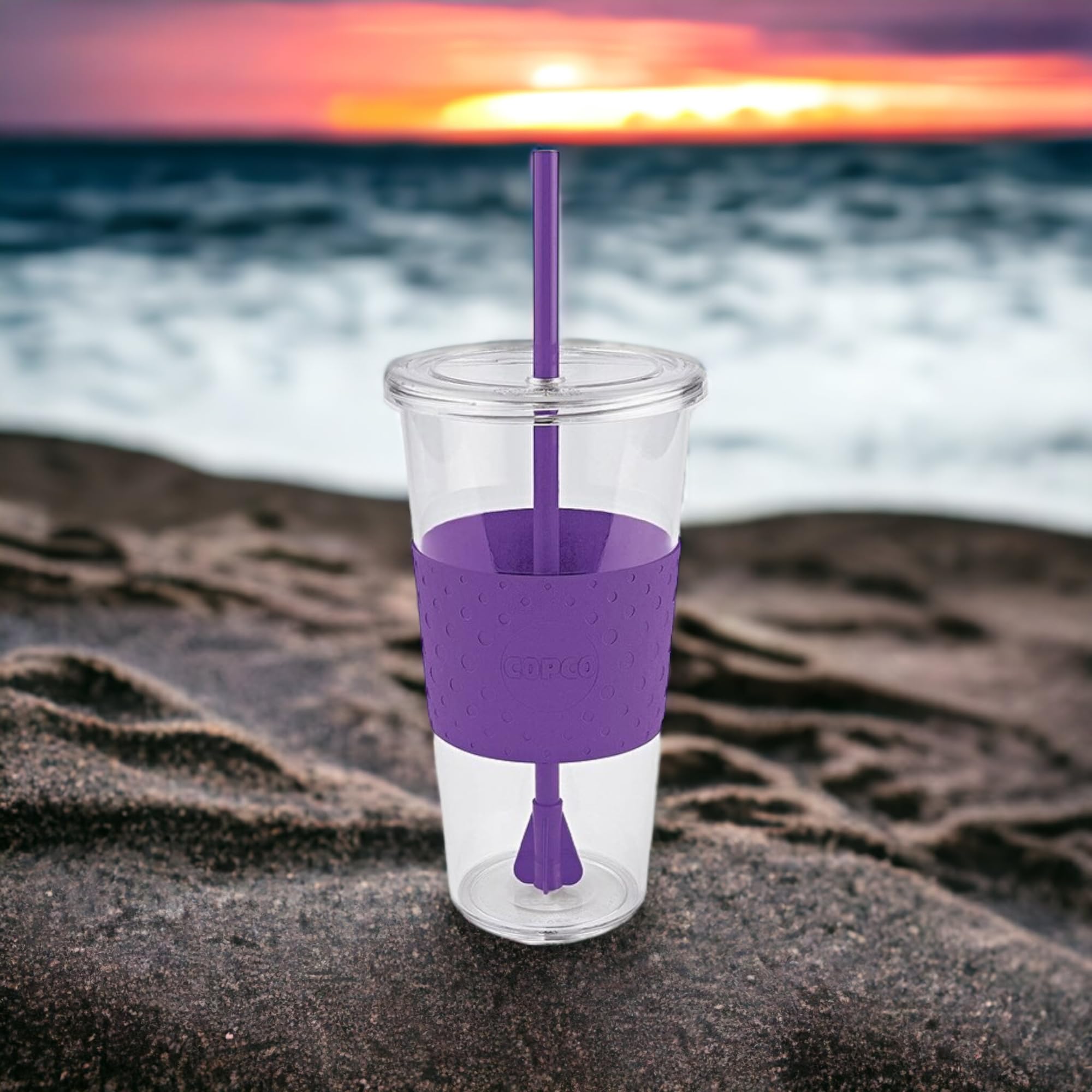 Copco Set of 2 Sierra On The Beach Purple Cold 24 Ounce Tumblers