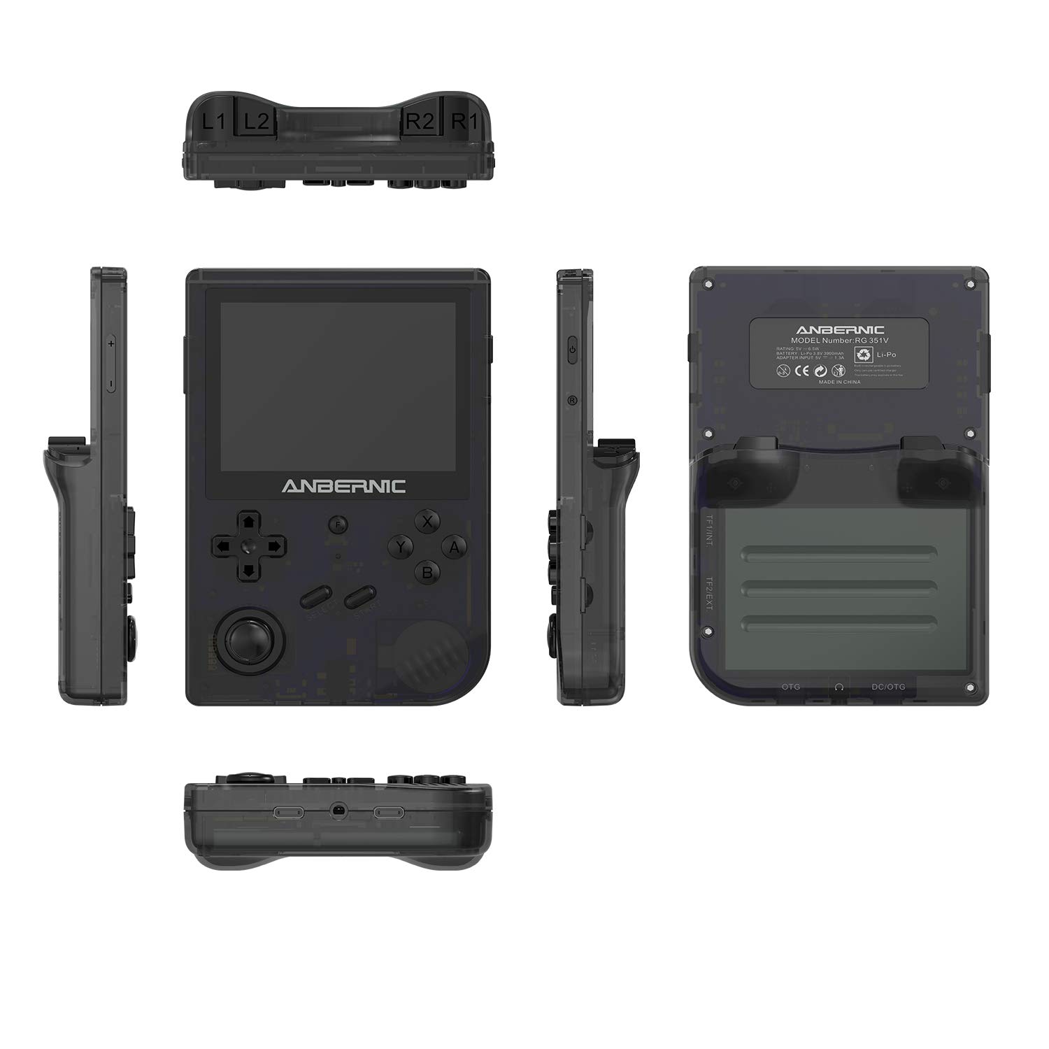 RG351V Handheld Game Console, Retro Game Console Support PSP / PS1 / N64 / NDS Opensource System RK3326 Chip, 3.5 Inch IPS Screen Portable Built in WiFi Console Vertical Version Gameboy Design