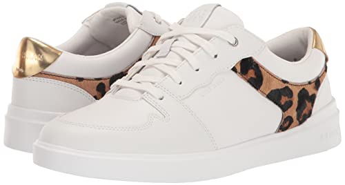 Cole Haan womens Grand Crosscourt Mdrn Tennis Sneaker, White/Ocelot/Metallic Gold, 8.5 US