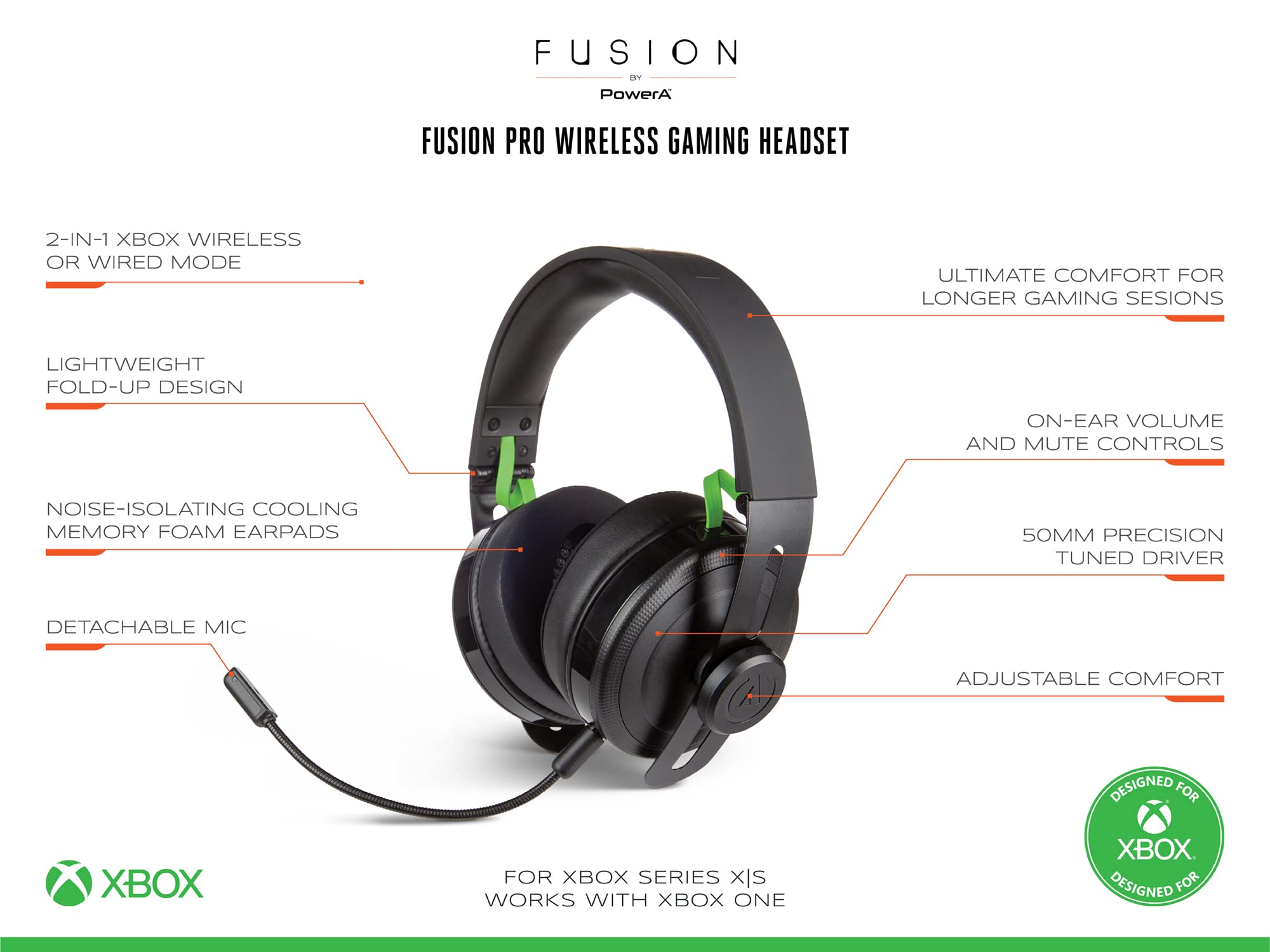 PowerA FUSION Pro Wireless Gaming Headset for Xbox Series X|S