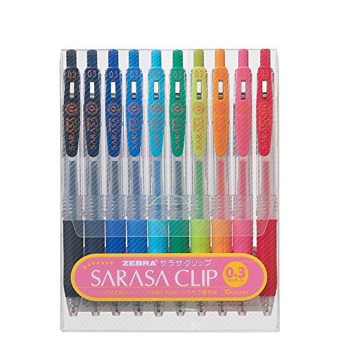 Zebra Sarasa Push Clip Gel Ink Pen - 0.3 mm - 10 Color Set