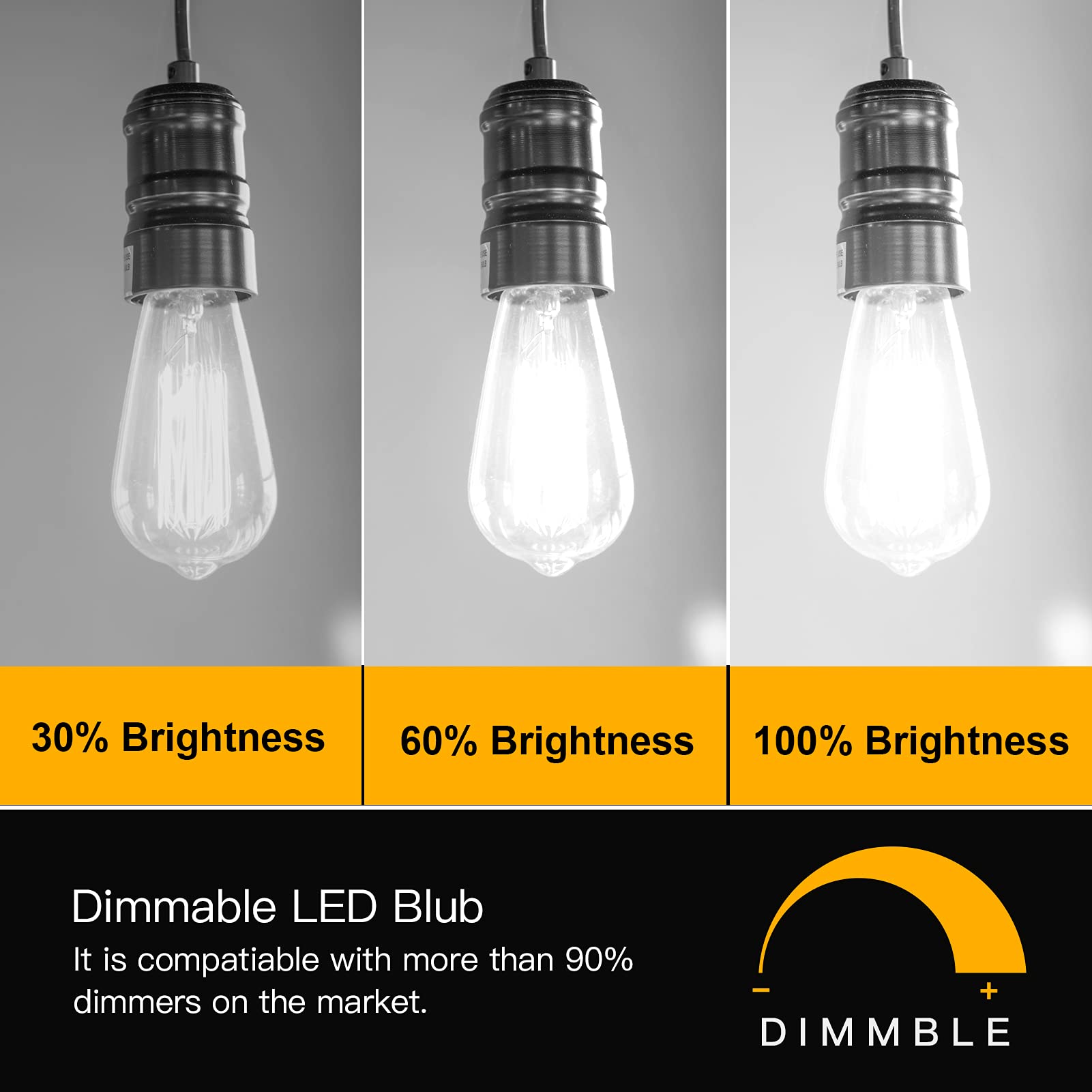 Candelabra Led Light Bulbs, 40W 500Lm E12 Led Bulb, 2700k Warm White Edison LED Light Bulbs, Amber Glass Decorative Bulb for Chandeliers, Ceiling Fan, Pendant, 6 Packs (B11 Warm White)