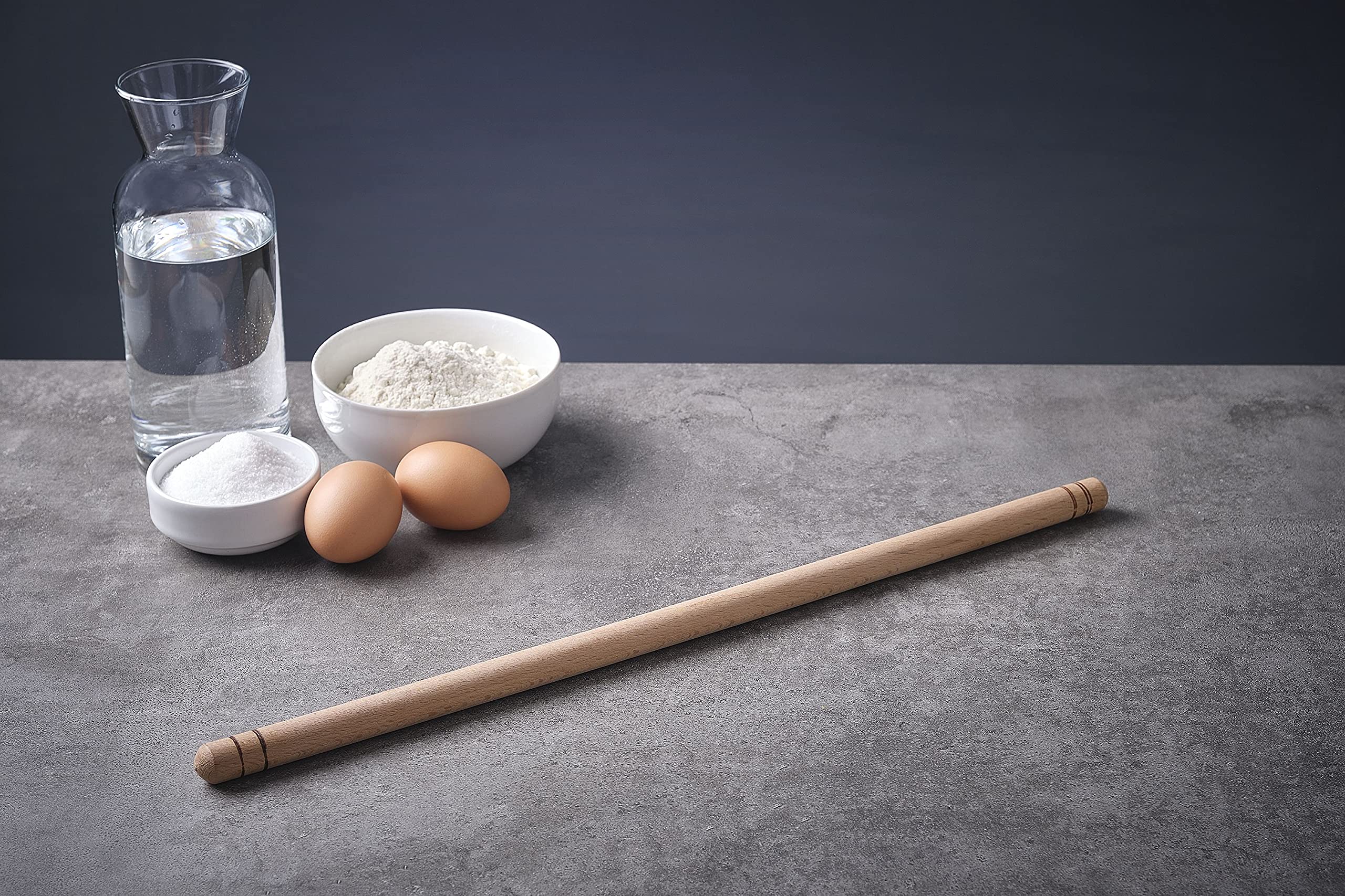 DESTALYA Wood Rolling Pin for Baking | 48 cm Wooden Roller for Dough Pastry Pizza Pasta Bread Cookie Pie Clay | Essential Kitchen Utensil
