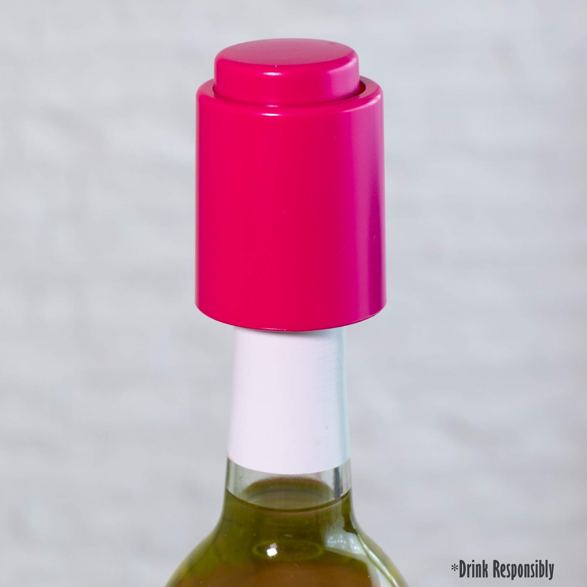 Cork Pops Pink Yellow and Orange Acrylic 2.75 Inch Silicon Seal Vacuum Wine Bottle Stopper Set Of 3