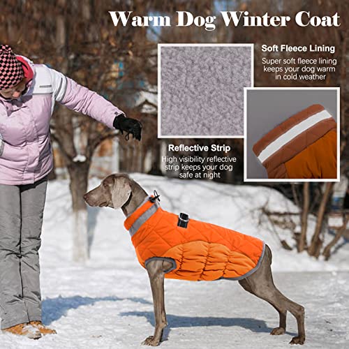 Lelepet Warm Dog Winter Coat Dog Cold Weather Coats Windproof Reflective Turtleneck Dog Fleece Vest with Harness Thick Fleece Lining Dog Jacket Dog Coat for Small Medium Large Dogs, M