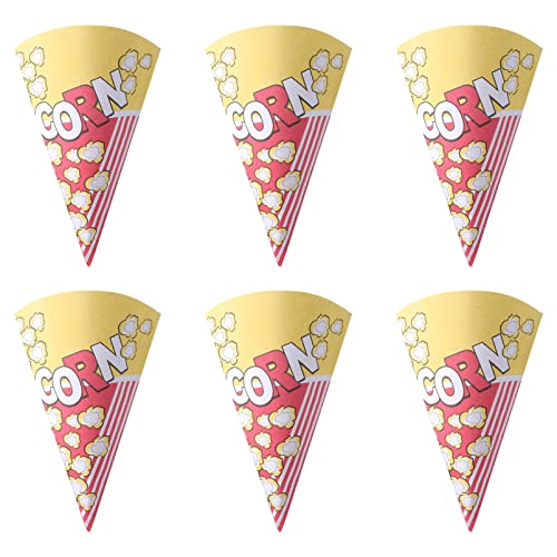 Popcorn Paper Bag Popcorn Bags, Triangle Popcorn Bags for Family Movie Night Baseball Themed Carnival Christmas Birthday Party 50 Pcs Popcorn Favor Bags