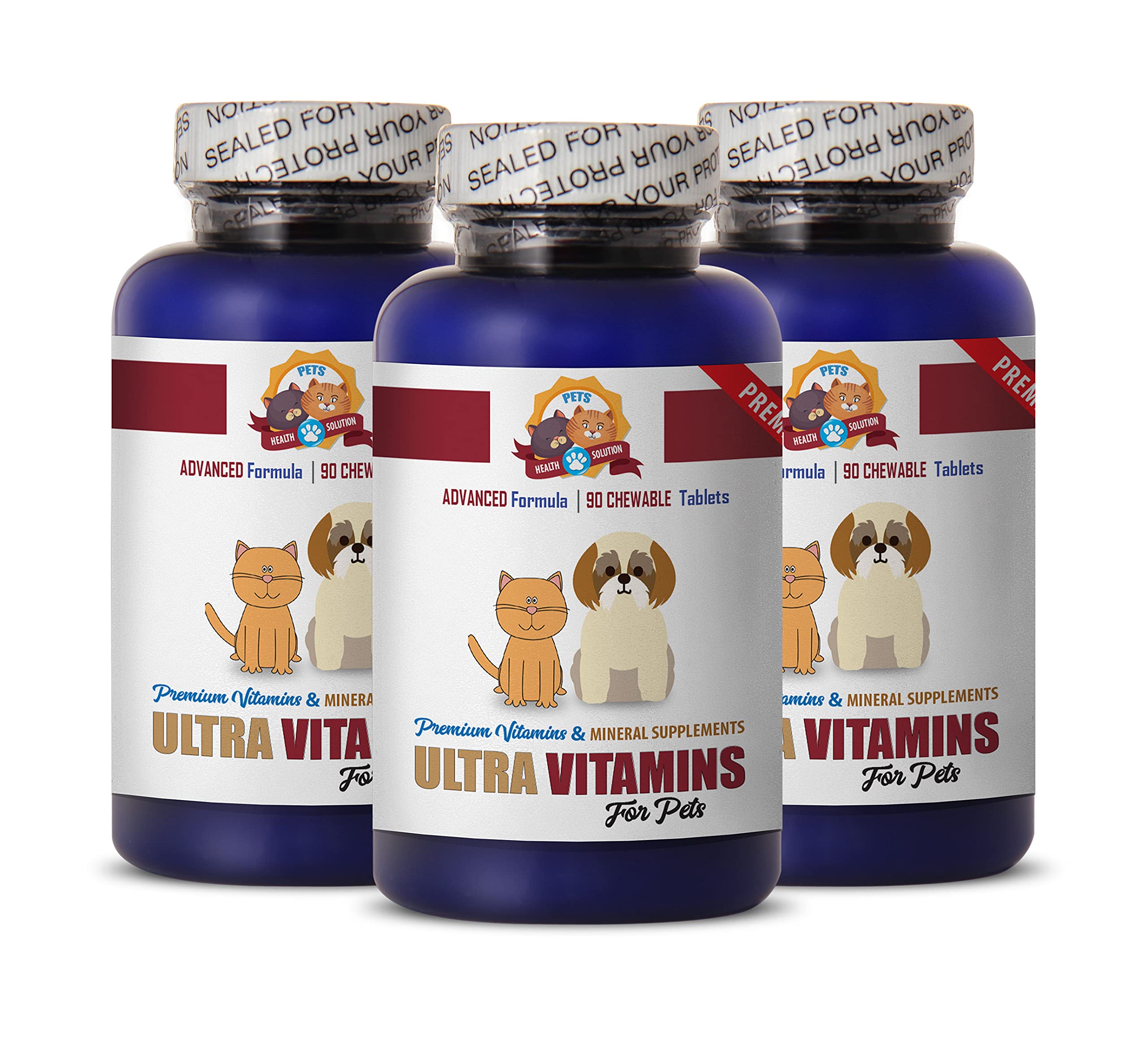 Immune Booster for Dogs - Ultra PET Vitamins - Chews - for Dogs and Cats - Mineral Supplement - Dog Vitamin c - 270 Treats (3 Bottles)