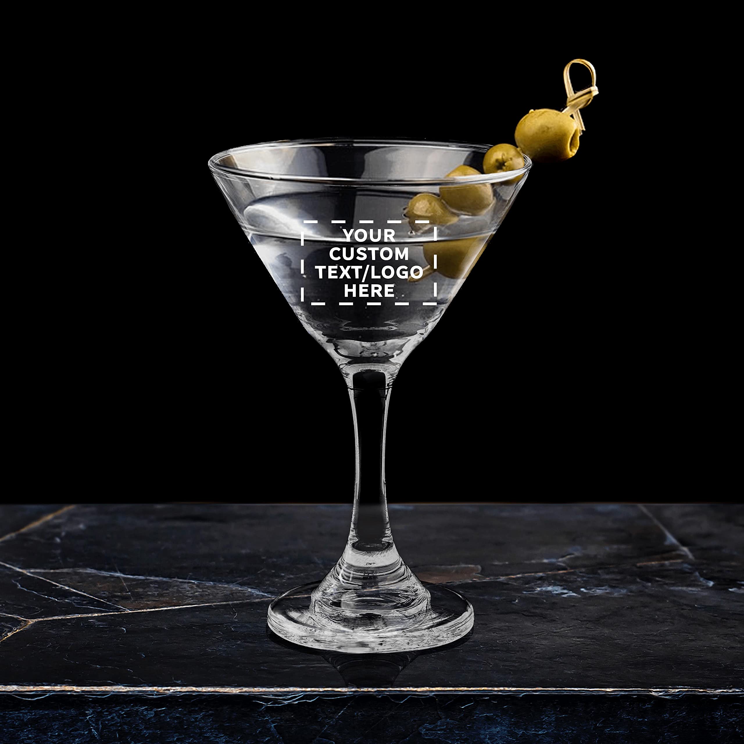 Custom Classic Martini Glasses 9.25 oz. Set of 50, Personalized Bulk Pack - Great for Cocktails, Wedding Favors, Party Favors, Events - Clear