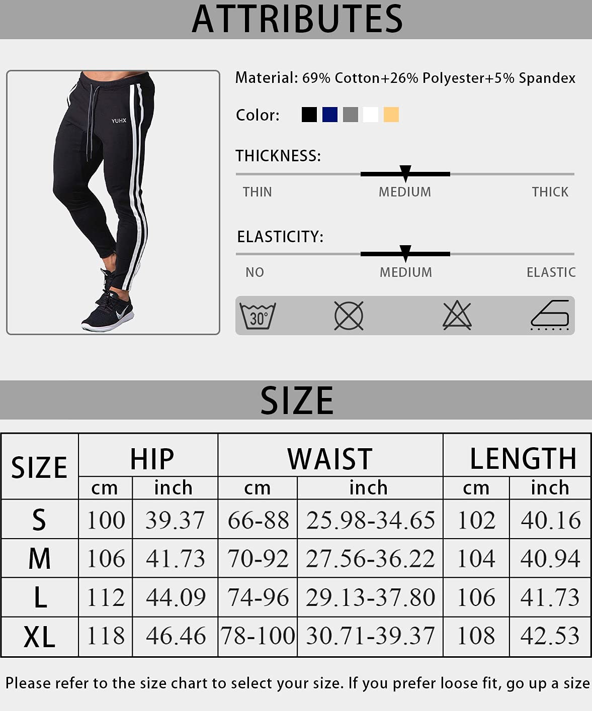 CANGHPGIN Mens Joggers with Pockets Slim Fit Black Sweatpants Tapered Leg Track Pants Athletic Workout Pants for Men.
