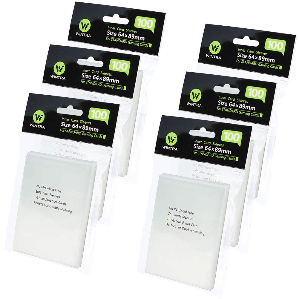 WINTRA 600 Count Precise -Fit 64 x 89 mm Clear Inner Card Sleeves, Transparent Soft Card Protectors for Standard Size Cards, Perfect for Double Sleeving