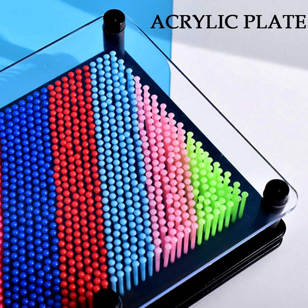 Sharkwill 3D Pin Art Sensory Toy Rainbow Needles Fidget Palm Board Extra Large(6 x 8 Inches) Arouse Sense of Imagination Innovative Boundless Creativity
