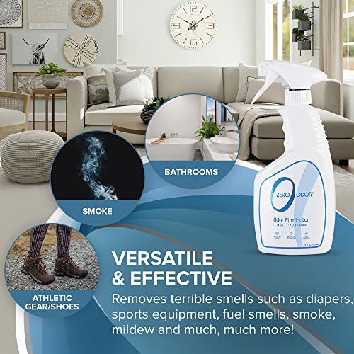 Zero Odor β Multi-Purpose Odor Eliminator - Air & Surface Odor β Patented Technology for Bathroom, Kitchen, Fabric, Closet- Smell Great Again, 16oz