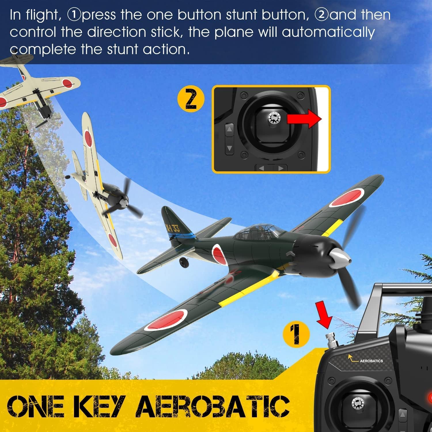 VOLANTEXRC RC Plane 4-CH RC Airplane P51 Mustang Ready to Fly, WWII Remote Control Plane with Xpilot Stabilization System, One Key Aerobatic for Beginners, Adults (761-5 RTF)