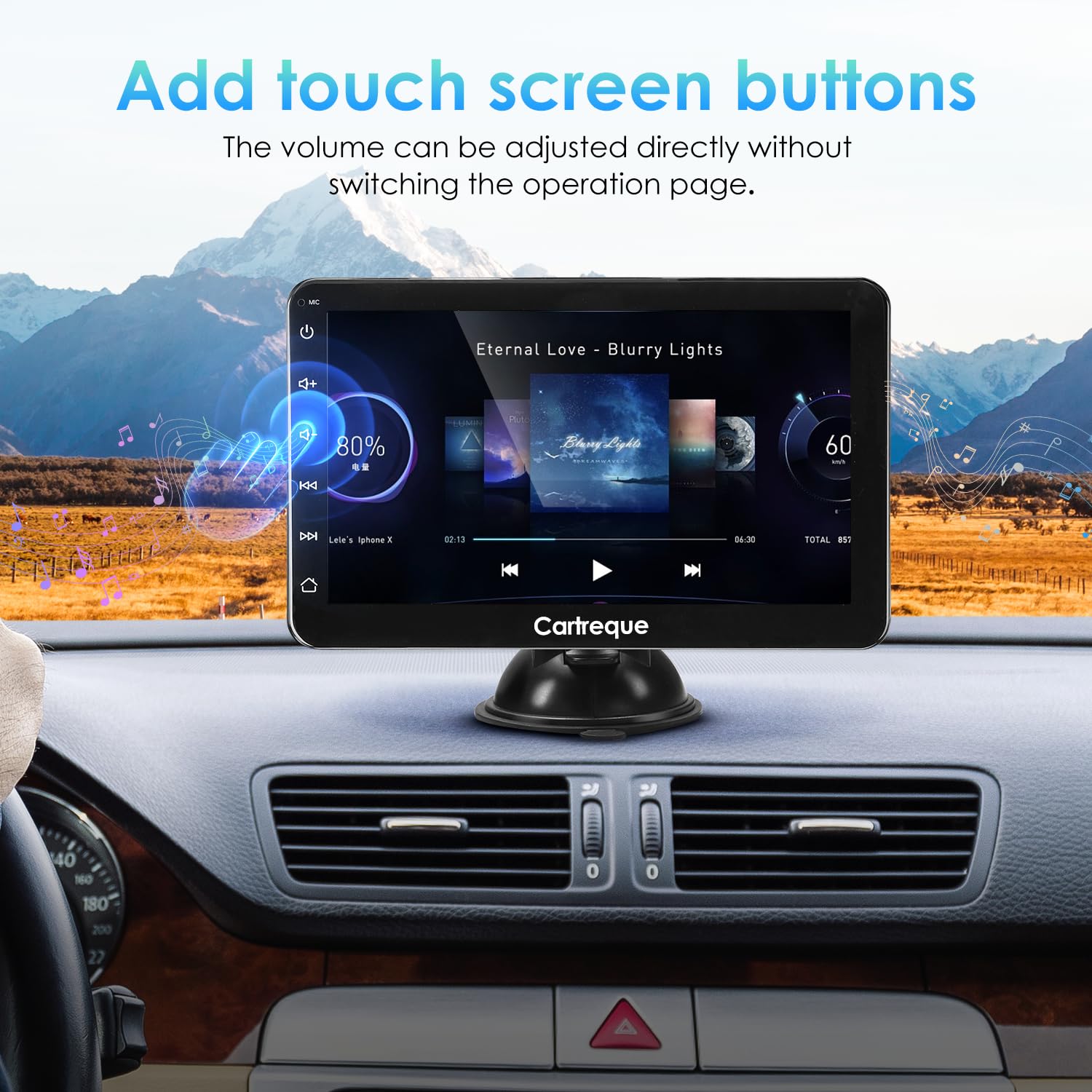 Cartreque Portable Car Stereo Wireless Apple CarPlay Dash Mount & Android Auto, Drivemate, 7-Inch FHD Touchscreen Car Audio Receiver, Bluetooth Handsfree, Car Buddy, AHD Backup Camera, AUX/AV in/USB