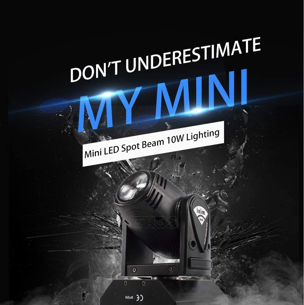 SHEHDS Moving Head Lights Mini LED 10W RGBW 4in1 Beam/Strobe Stage Lights Professional 11/13 DMX Channels Sound Activated DJ Lights for Disco Club Party Dance Wedding Bar - 2 Pack
