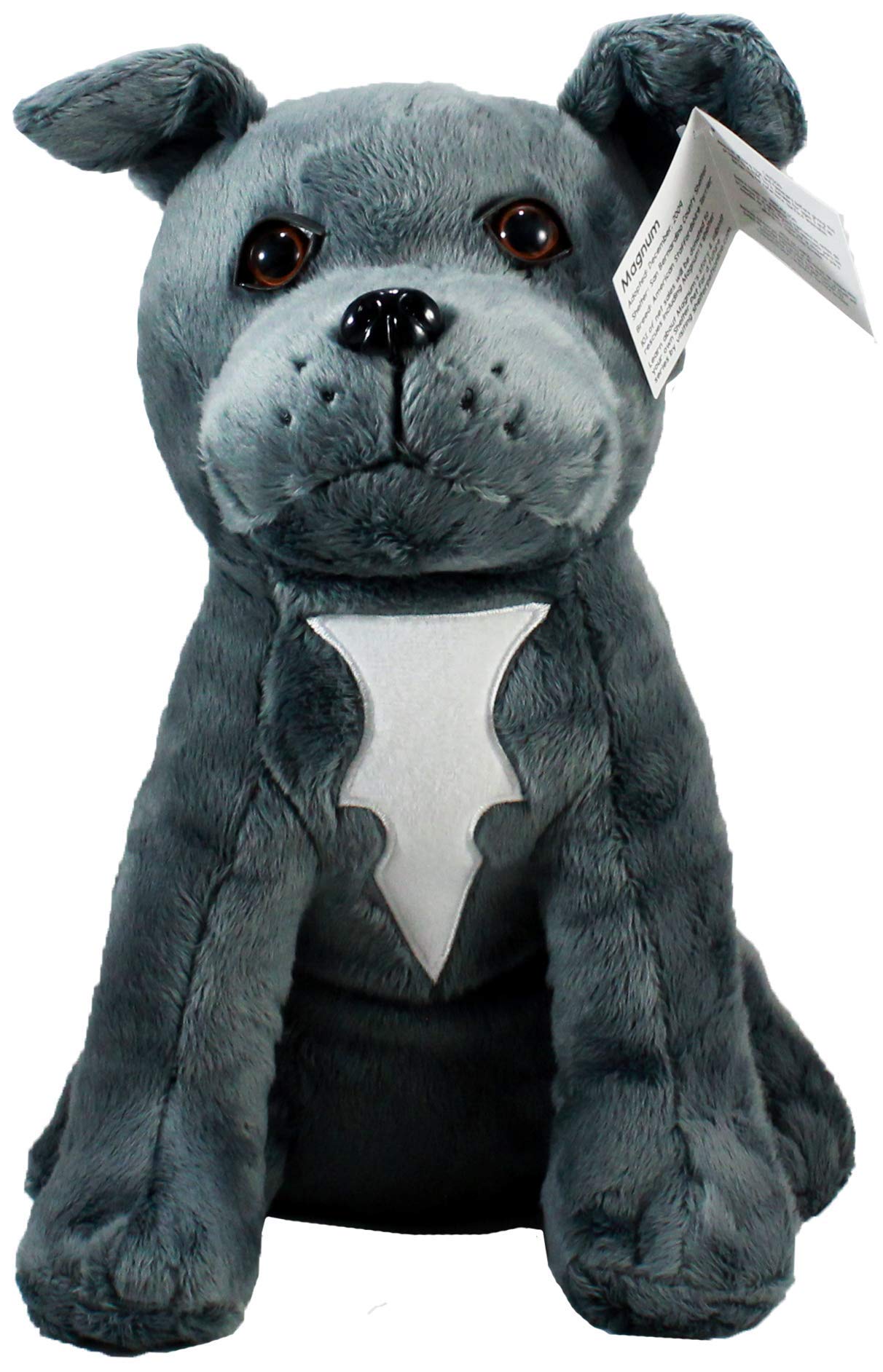 Shelter Pets 10" Grey Pitbull Plush Toy: Magnum - Real-Life Adopted American Staffordshire Terrier - Supports Animal Shelters