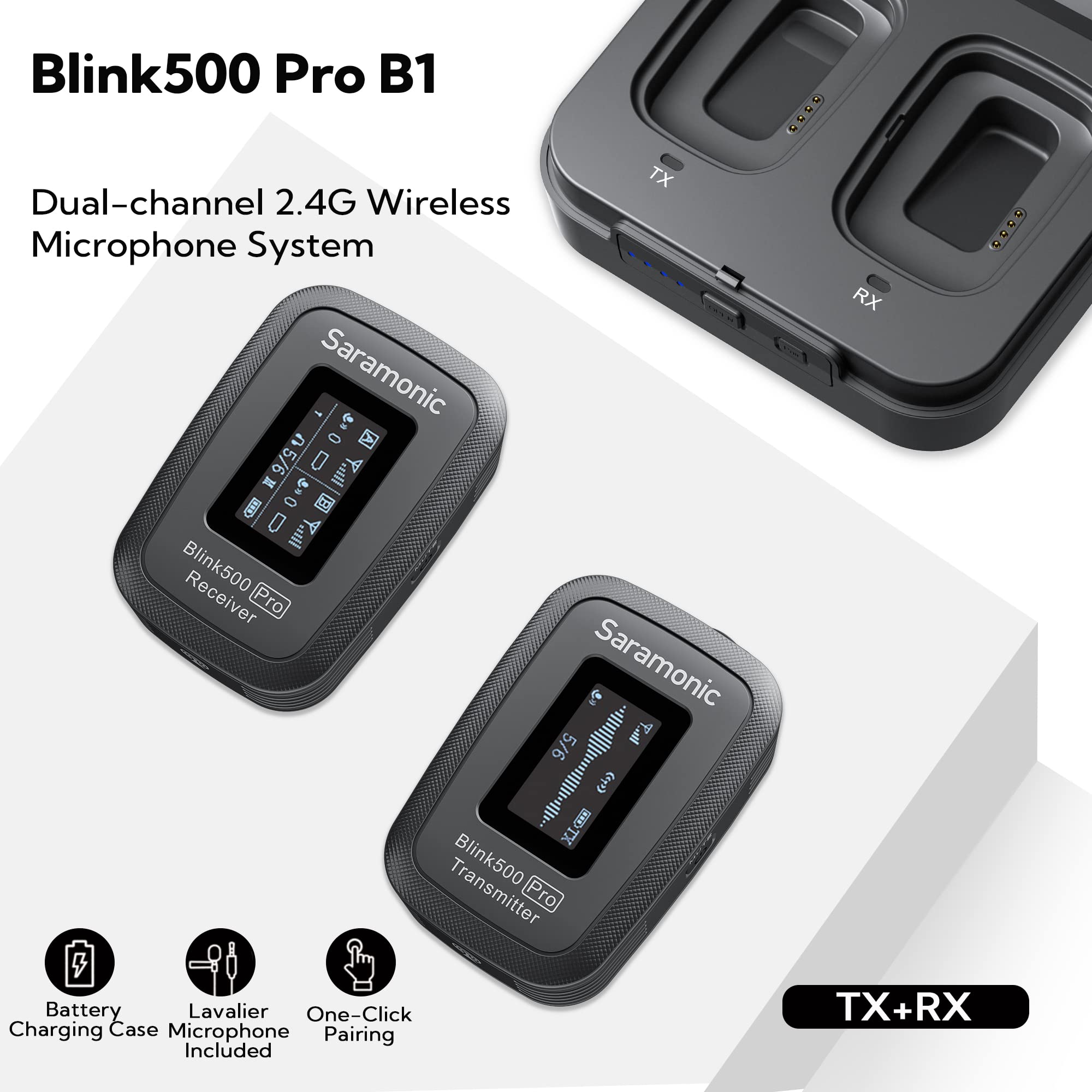 Wireless Handheld Microphone Holder, Saramonic Blink500 PRO HM Mic Stand for Blink500 PRO B1/B2/B3/B4/B5/B6 Transmitter Interview, Report Film, Stage, Speaker, Amplifier, Mixer, iPhone, Camera, Laptop