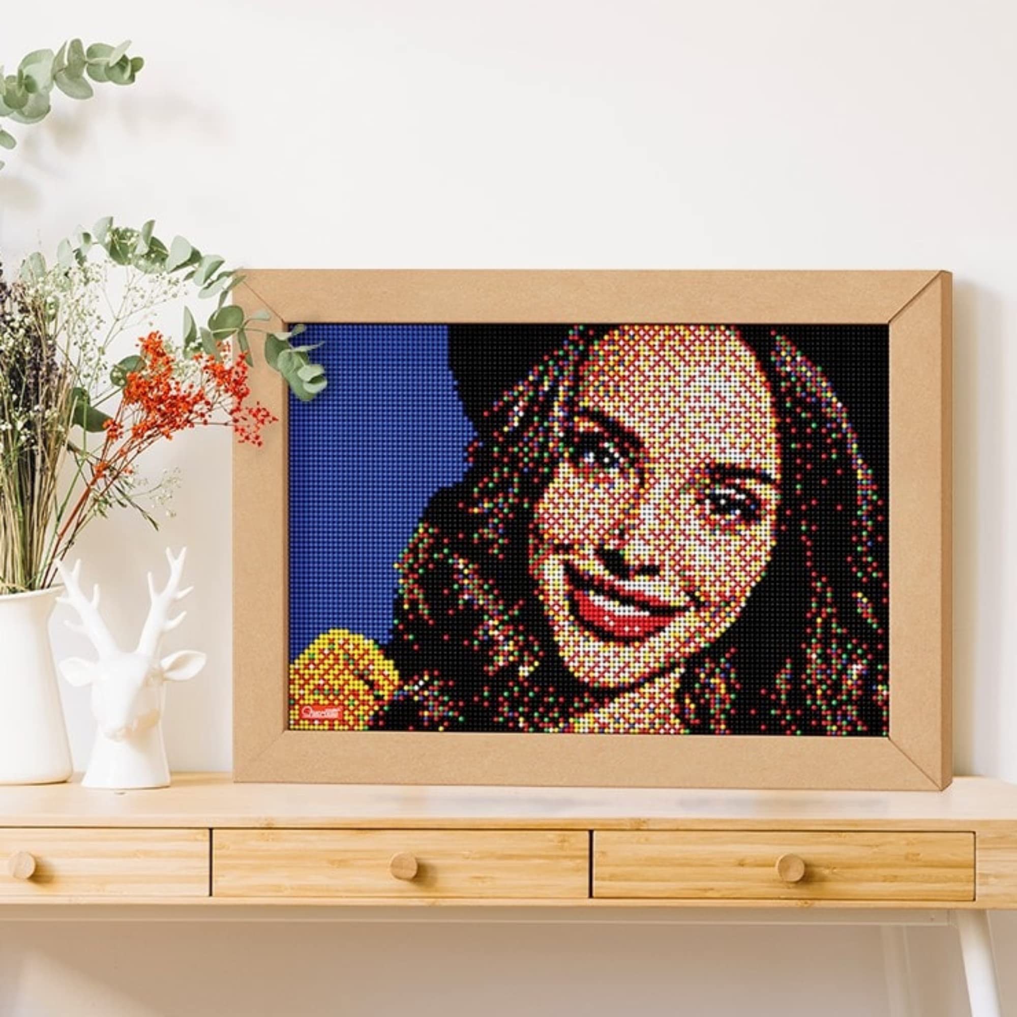 Quercetti Pixel Art 8 Take a Selfie Mosaic Kit - Turn Any Photo into Mosaic Art with 9600 Pegs in 6 Colors and 8 Pegboards, with Frame for Hanging and Display, Ages 9 Years and Up