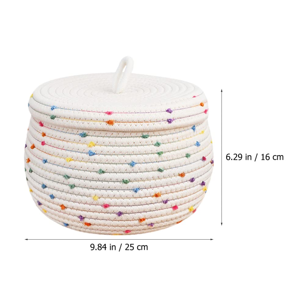 Cabilock Rope Storage Basket Countertop Baskets Woven Storage Basket Laundry Hamper Storage Baskets for Organizing Round Basket with Lid Sundries Organizer Shelf To Weave Rattan Cotton Rope