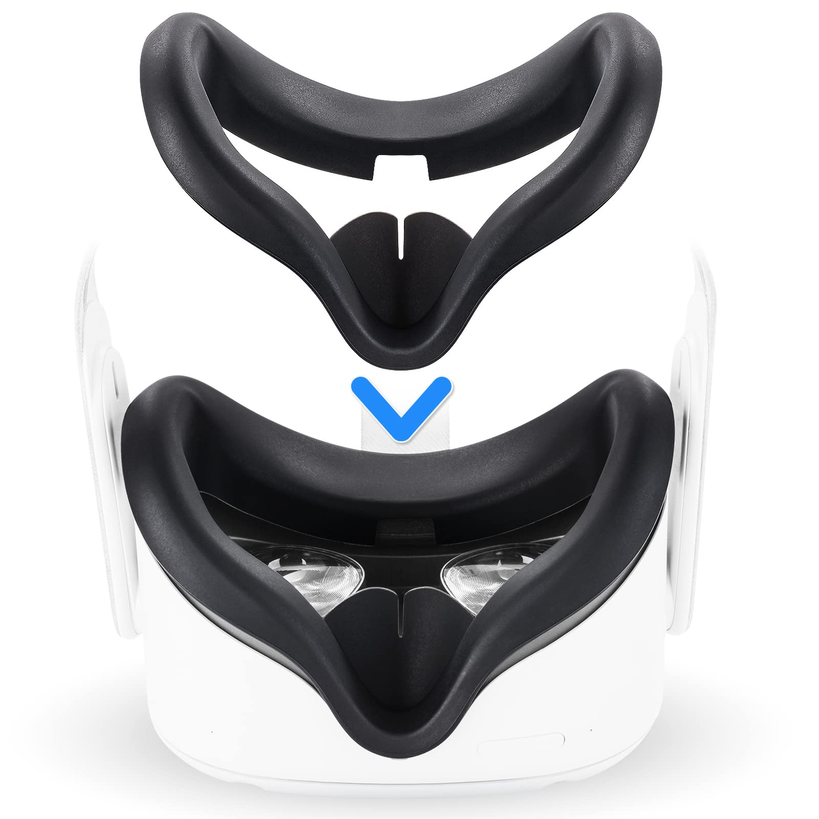 Compatible with Oculus Quest 2 Silicone Case Accessory with VR Case Cover, Silicone VR Face Cover Pad and Touch Controller Grip Cover Compatible with Quest 2, Lens Cover, Eye Mask (Black)