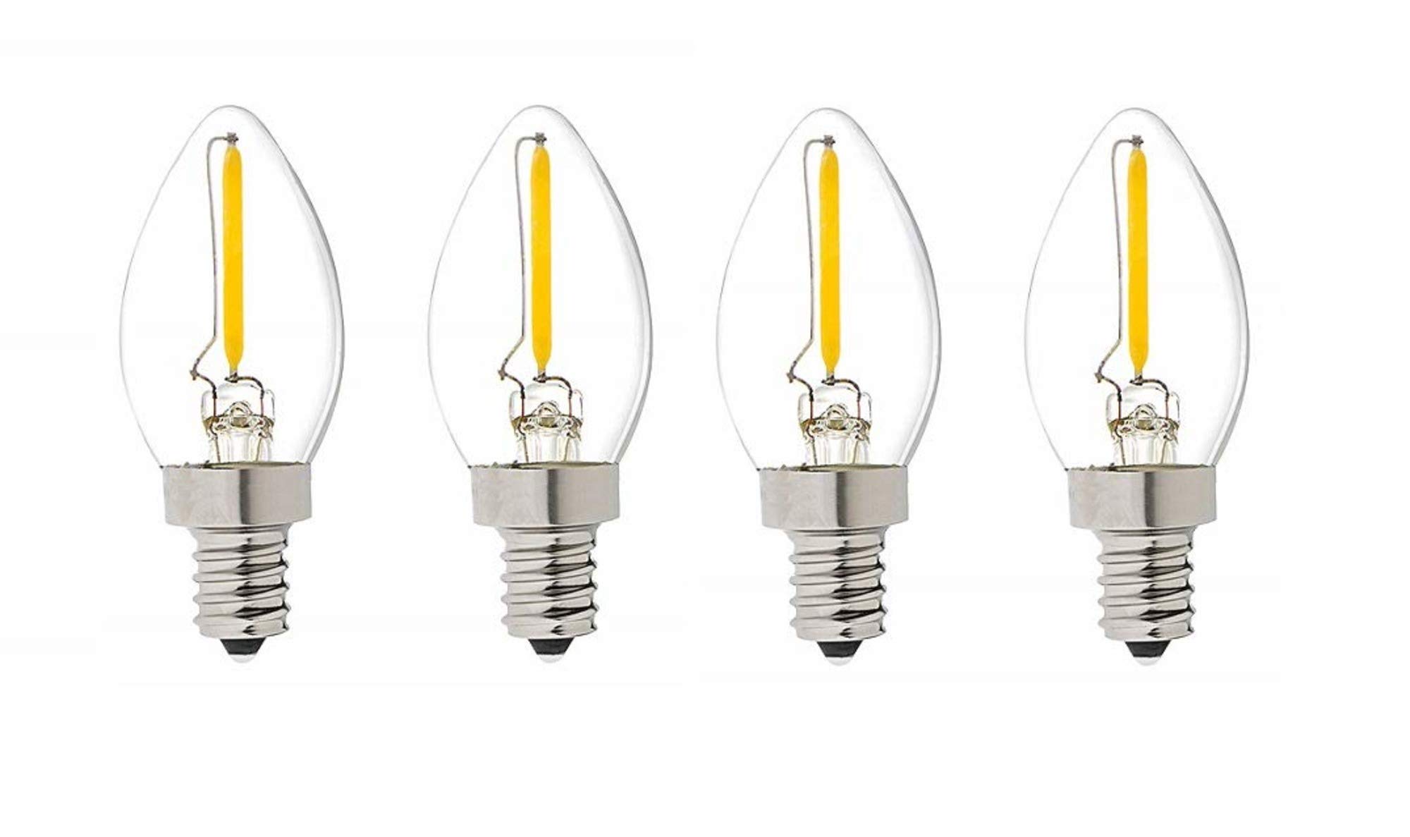 Bulbmaster LED C7 Night Light Bulb, DIMMABLE Salt Lamp Bulbs Candelabra Bulb (7W Incandescent Equivalent) E12 Base 0.5 Watt 50 Lumin Warm Glow 2700K (Warm White - 4 Pack)