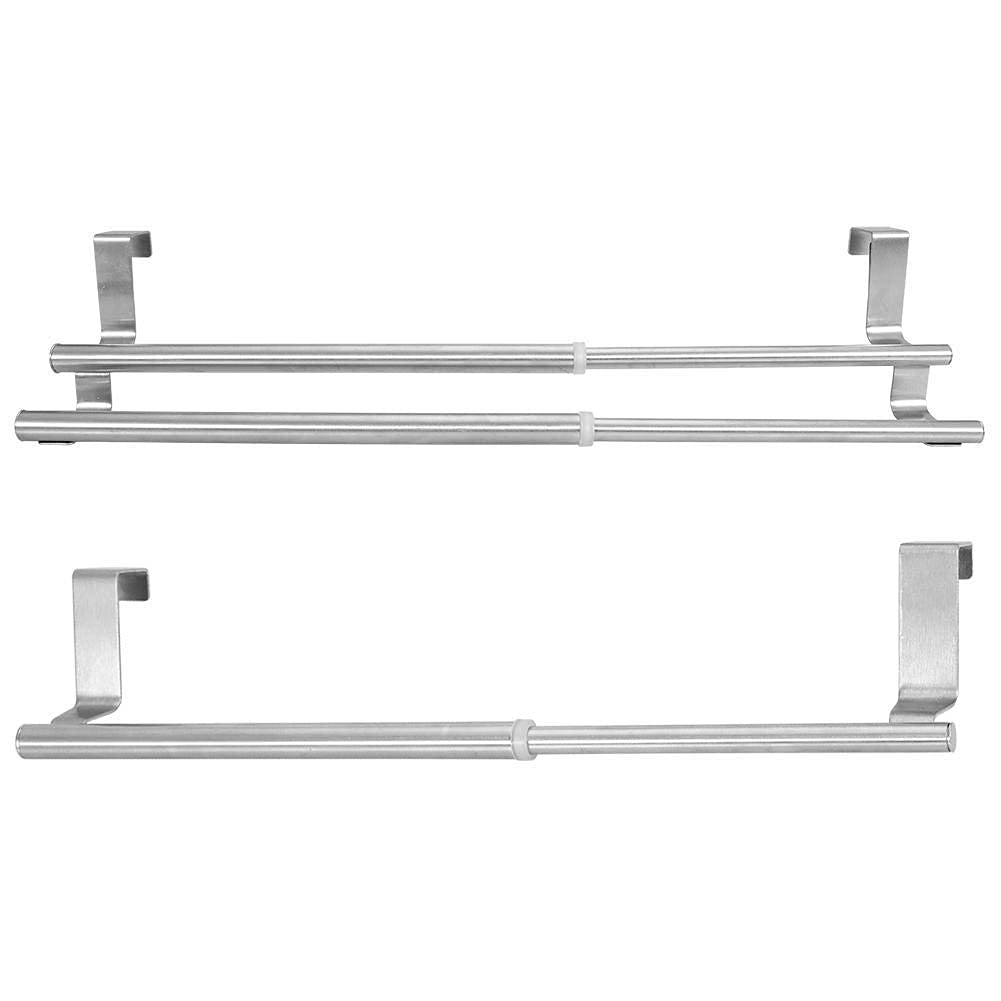 FTVOGUE Over Door Towel Rail Holder, Retractable Stainless Steel Towel Rack Shelf No Drilling (Single Small Size)