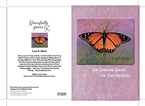 Gracefully Yours Blessed Birthday Greeting Cards Featuring Butterflies by Artist Larry Martin, 12, 4 Designs/3 Each with Scripture Message