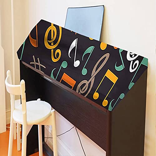 Piano Keyboard Cover,Stretchable Dust-proof Piano Cover with Adjustable Elastic Band for Electronic Keyboard,Digital Piano Keyboard Bags Cases Covers with Music Symbol Print, Suit for 61/88 Keys.