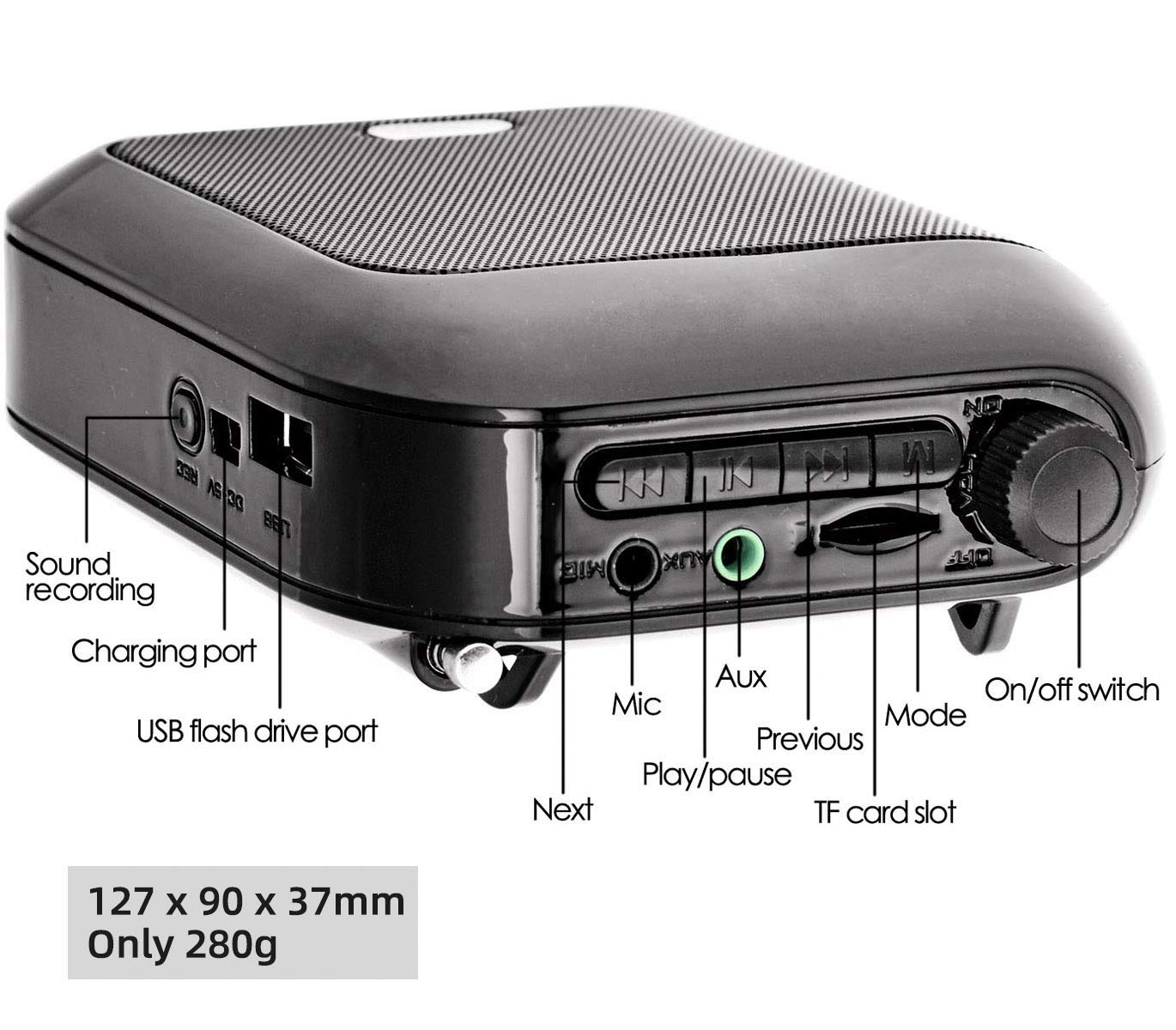 Wireless Voice Amplifier, 15W Rechargeable Portable PA System (2400mAh) Bluetooth Speaker with UHF Wireless Microphone for Teachers, Tour Guide and More