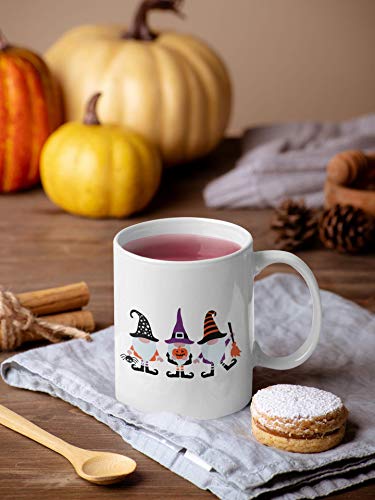 Halloween Gnomes Coffee Mug Cute Seasonal Jack O'lantern Funny Motivation Inspiration 11-ounce White Ceramic Cup CMP00098