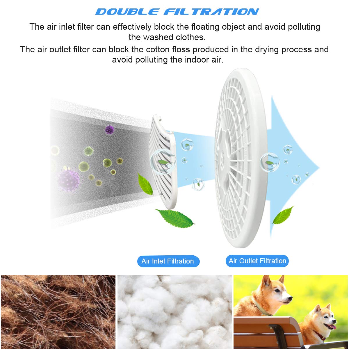 COSTWAY Electric Portable Laundry Dryer, 12LBS Capacity Tumble Dryer with 1500W Drying Power, 3.5 Cubic Feet Front Load, Portable Clothes Dryer Easy Control for 7 Automatic Drying Mode, White
