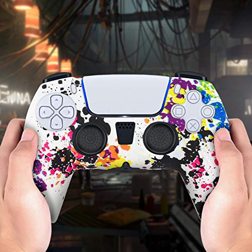 Newseego Case for PS5 Controller, Water Transfer Printing Camouflage Soft Silicone Cover with 8 Pcs Thumb Grips, Protective Non-Slip Case for PlayStation 5 DualSense Controller