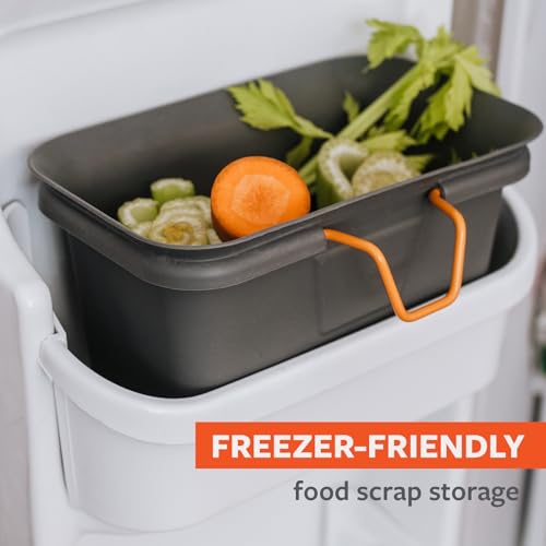Full Circle Scrap Happy β Food Scrap Collector and Freezer Compost Bin - Hanging Kitchen Countertop Bin for Fruit and Vegetable Waste, Slate