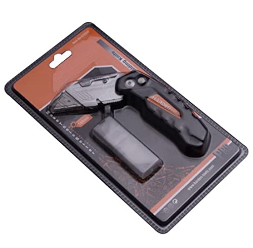 Edward Tools Folding Utility Knife with SK5 Replacement Blades - Foldable Razor Knife with Locking Release Button - Metal Belt Clip - Quick Snap Lock Blade Change - Wire Stripping Notch (1)