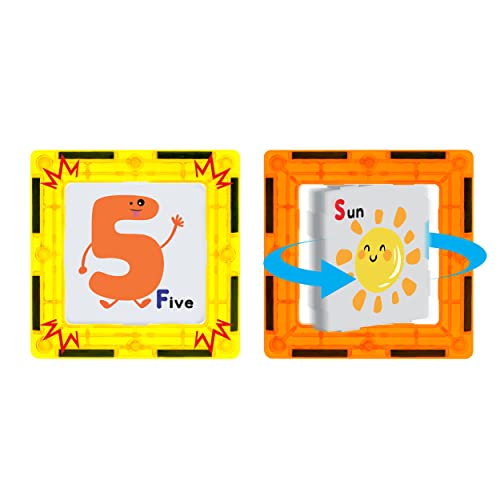 PicassoTiles Magnetic Building Blocks with Tiles and Click-in Educational Graphic Arts Magnet Construction Toy Set STEM Learning Playset Child Brain Development Stacking Playboard