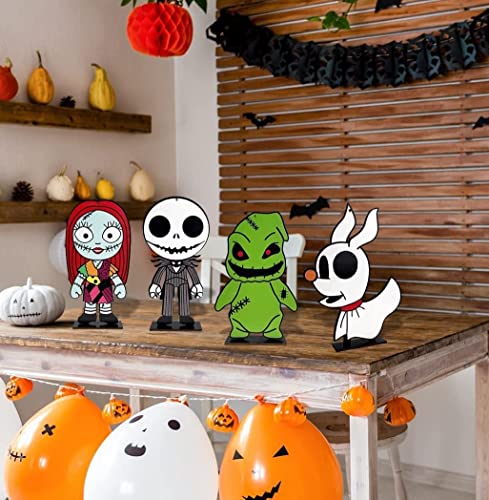 Halloween Table Decorations Nightmare Before Christmas Wooden Sign Jack Skellington and Sally Table Centerpieces for Home Holiday Party