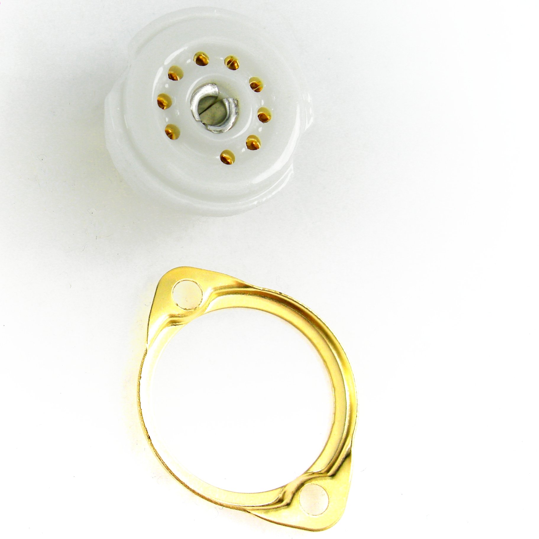Cary 4pc Gilded 9pin Ceramic Vacuum Tube Socket Mount Gold Valve Base for 12ax7 12au7