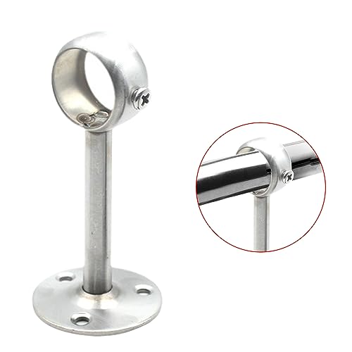 kingsea 1Inch Stainless Steel Ceiling Mount Rod Bracket Curtain Rod Flange Rod Holder Towel Rod Kitchen Hanging Rod Shower Curtain Rod Holder Flange Socket Closet,6PCs,Silver