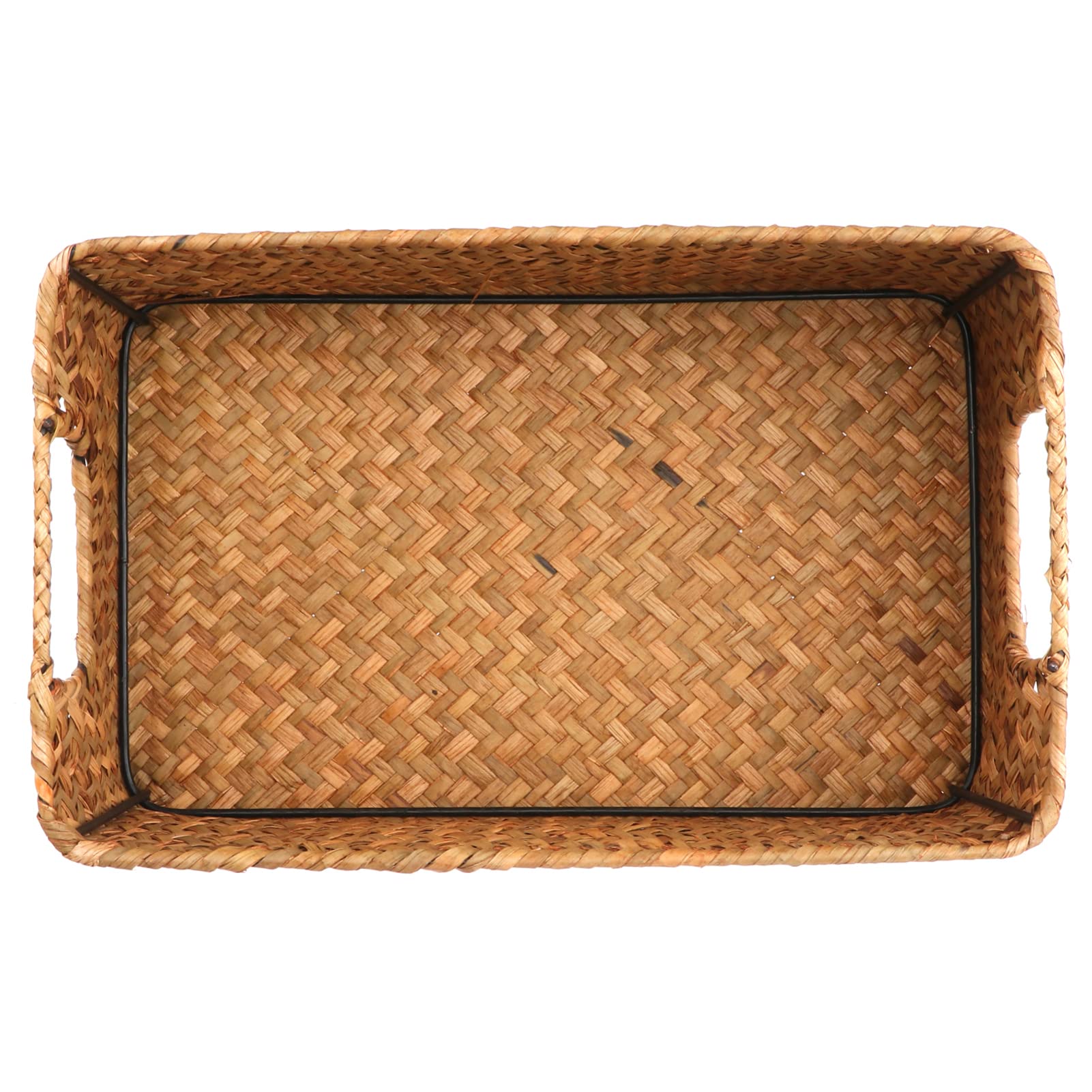 Cabilock Storage Basket Trash Can Vanity Desk Laundry Basket with Lid Makeup Vanity Organizer Decorative Storage Woven Bread Basket Hand-woven Seaweed Organizer Storage Organizer Straw