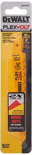 DEWALT FLEXVOLT Reciprocating Saw Blades, 5-Pack, 6”, 6TPI, Stainless Steel (DWAFV466)